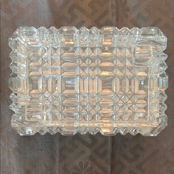 no signature | Accents | Vintage Cut Glass Cigarette Box With Cover ...